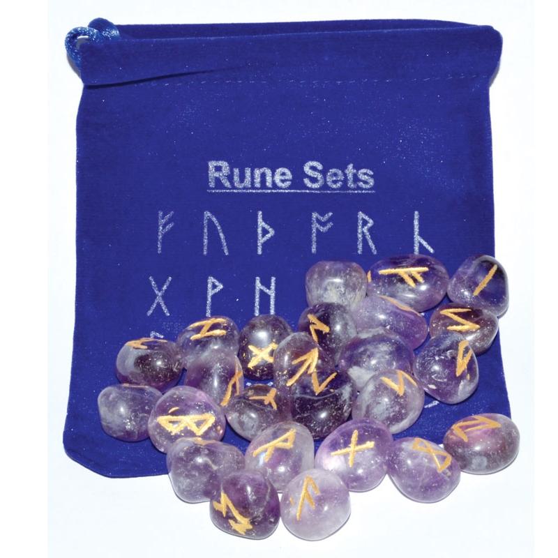 Amethyst Rune Stone Set - Hand-Carved Rune Stones - Divination Tools