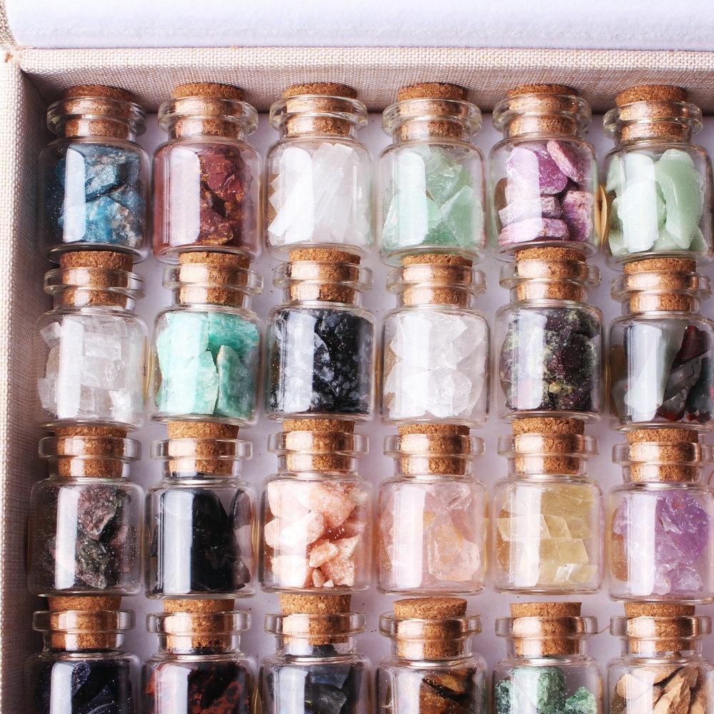 Natural Healing Crystal & Stones Wishing Bottles Collection, 40...
