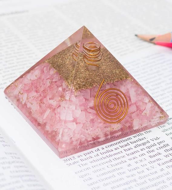 Orgone Rose Quartz Pyramid - 2" Tall Healing Crystal - Tarah Co